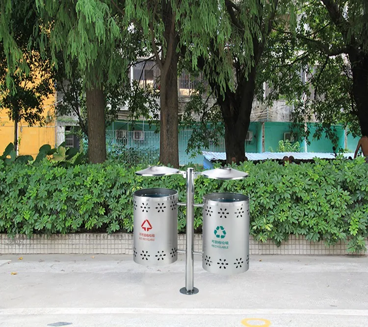 70L Built-in Stainless Steel Outdoor Trash Bin for Street