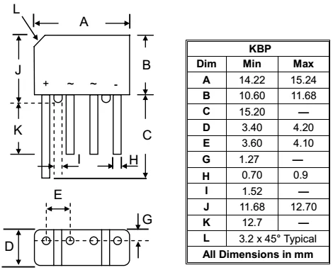 KBP310 Rectifier Bridge - 3A 1000V Silicon Diode, 4-Pin Through Hole ...