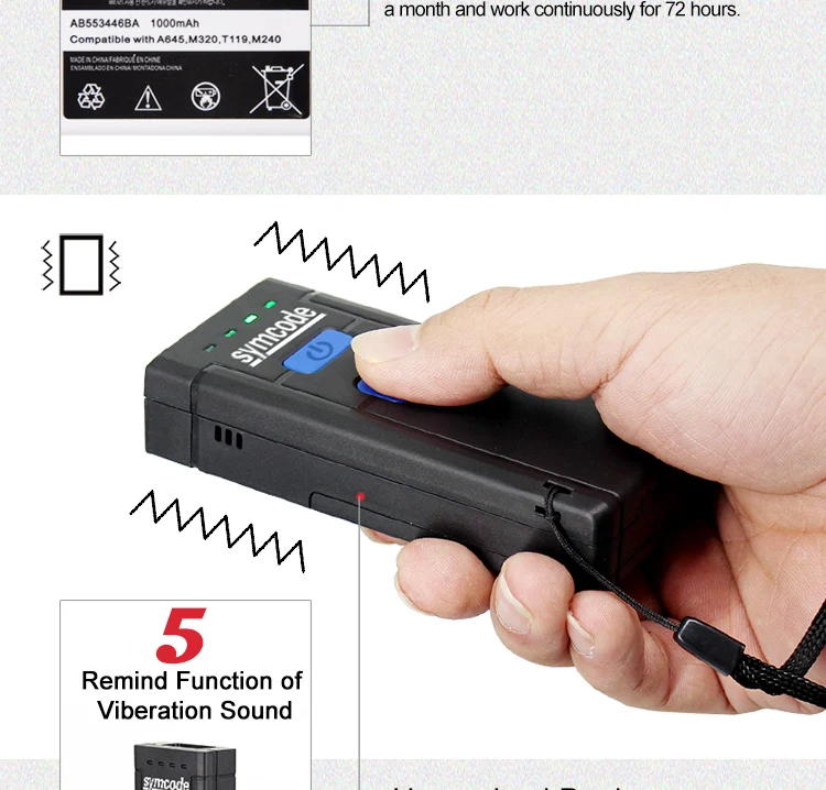 Outdoor Qr Code Reader 1d/2d Wireless Barcode Scanner Wearable Handfree ...