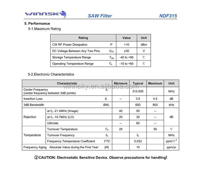 Winnsky Wholesale 3pins To39 315mhz Rf Bandpass Saw Filter - Buy Rf ...