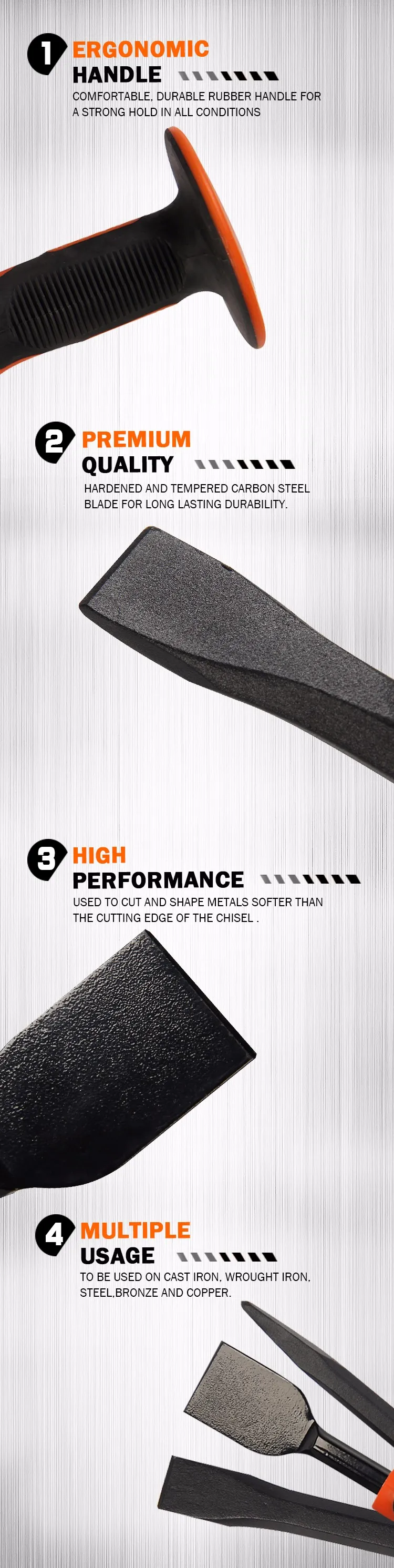 KSEIBI Cold Chisels - Premium Quality Flat & Point Carbon Steel