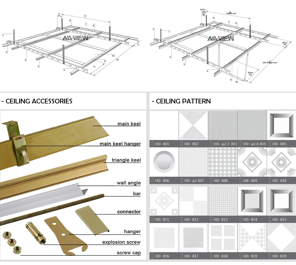 Metal Ceiling Indoor - Durable 600x600 Tiles for Offices