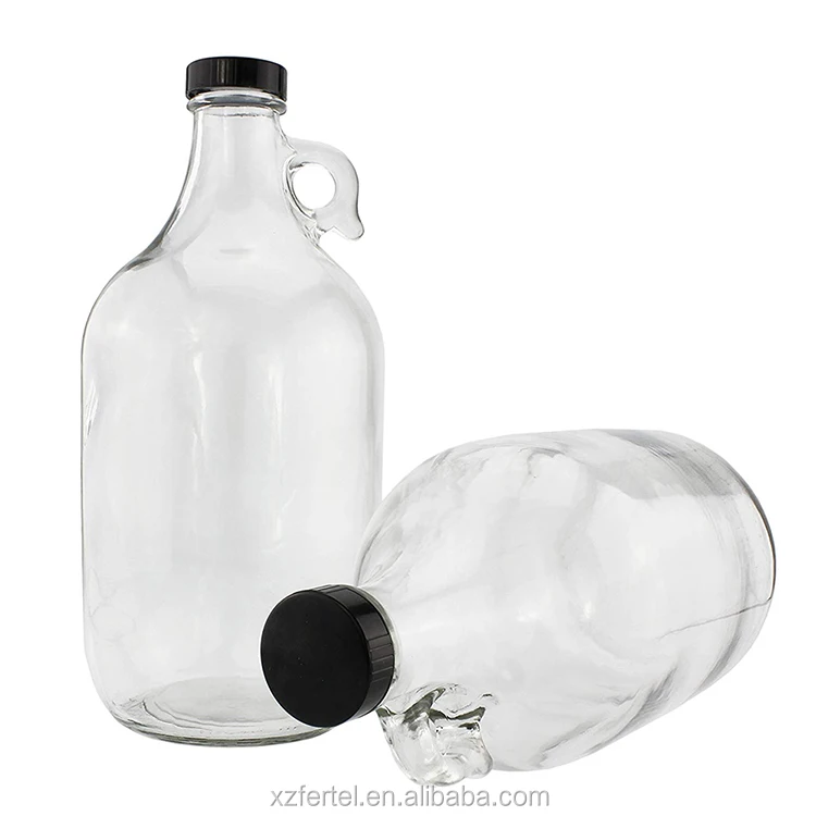 64oz Clear Glass Growler Beer Bottle With Screw Top Lid - Buy 2l Clear ...