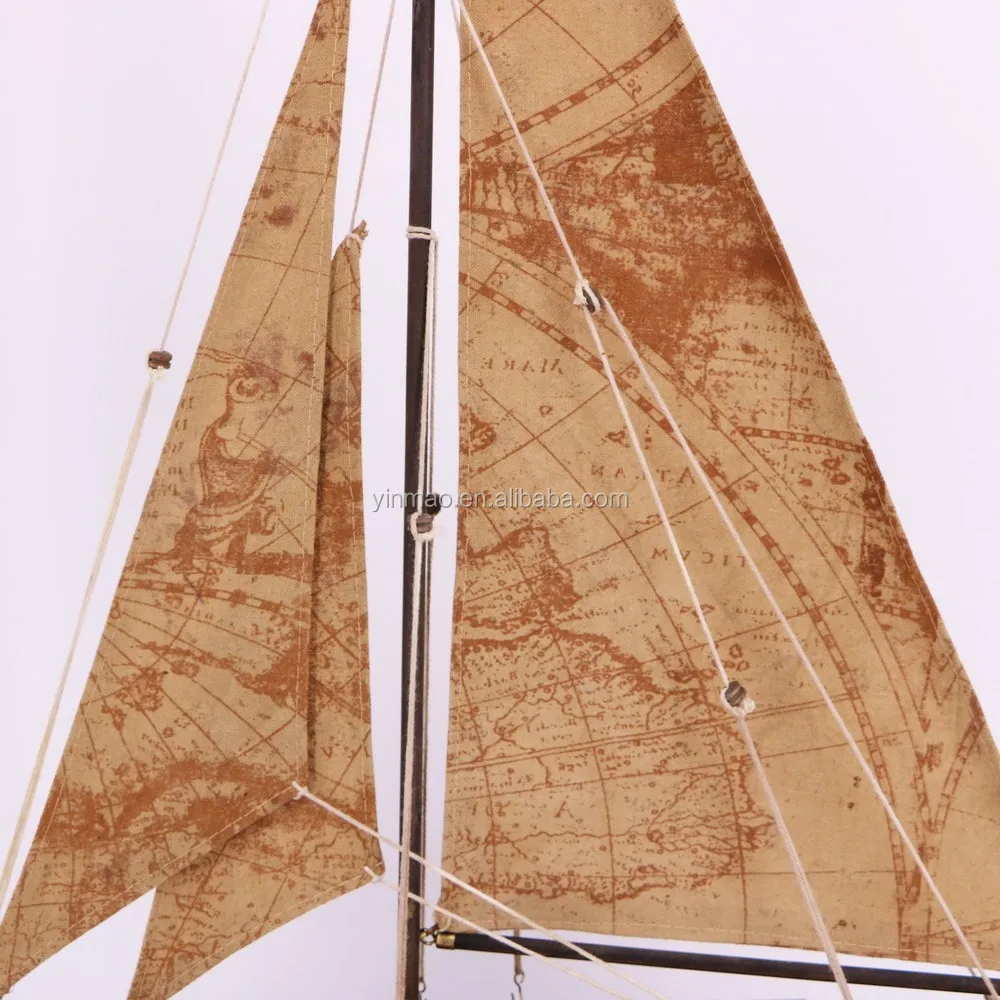 Antique Old Wooden Sailing Ship Model,2 Sets 43x9x62cm,Green/red Color ...