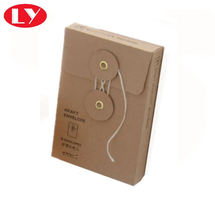 Custom Made Button String Closure Kraft Paper Envelope