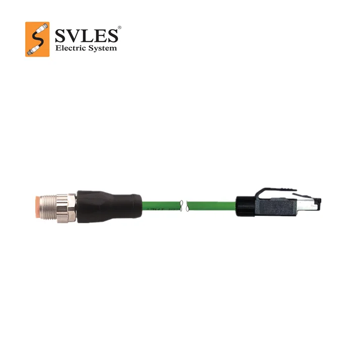 4 Pole M12 D-code Shielded Male Connector To Male Rj45 Pre-insulation ...