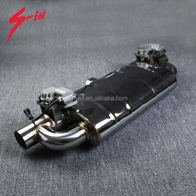 Universal T-type One In Two Out Car Exhaust Pipe Valved Muffler ...