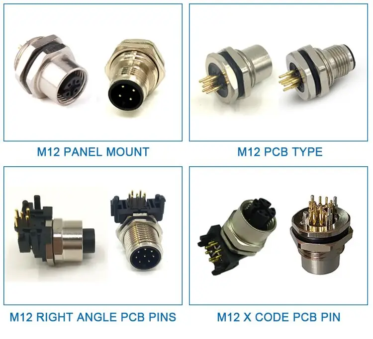 Waterproof Ip67 Male Pcb Panel Mount M12 Right Angle Ethernet Connector ...