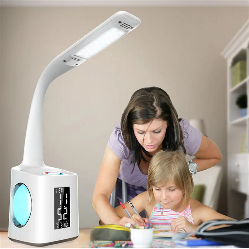 Flexible LED Study Light with Time Display Led Pen Holder