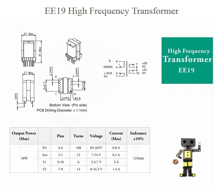 High Frequency Switching Power Ee19 Series Transformer - Buy Ee19 Series Transformer,Switching ...