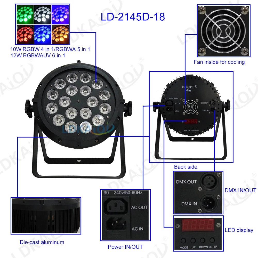 Led Par Light 18x18 Slim Bar Par Light Rgbw 4in1 Leds Par Can - Buy Led ...