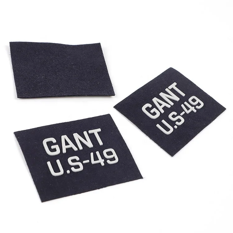 Labels Maker Sew On Custom 3d Raised Felt Silicone Logo Black Suede ...