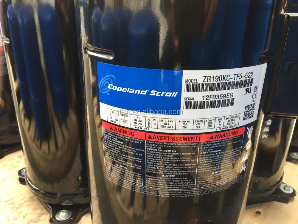 380v_3p_60hz Copeland Scroll Compressor Zr61kce-tf7-522 Zr72 81 94 ...