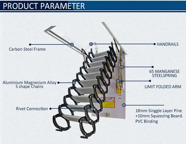 Chinese Factory Folding Attic Ladder - Aluminum Telescopic Stairs for ...