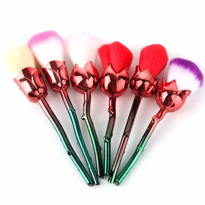 Amazon Hot Selling 6pcs Rose Flower Makeup Brushes Set Powder Setting ...