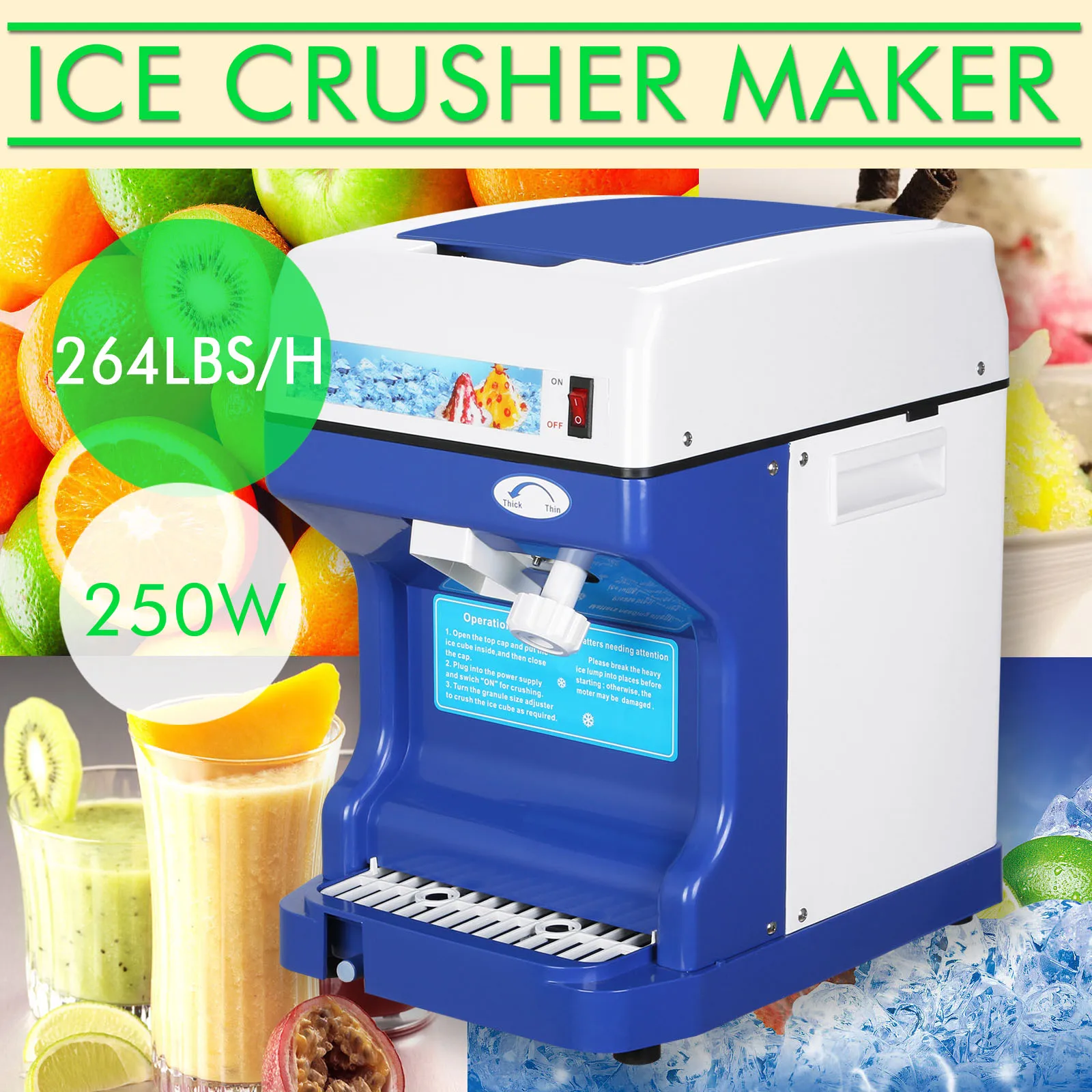 Electric Block Ice Shaver Machine Block Shaving Machine Snow Cone Maker ...