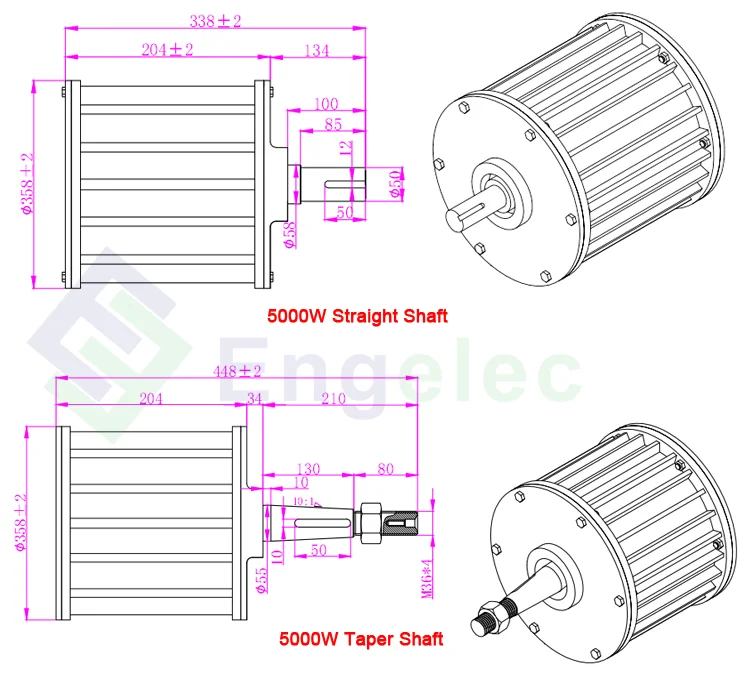 5000W Three Phase PMG 96/120/220v 300rpm Low Rpm Generator