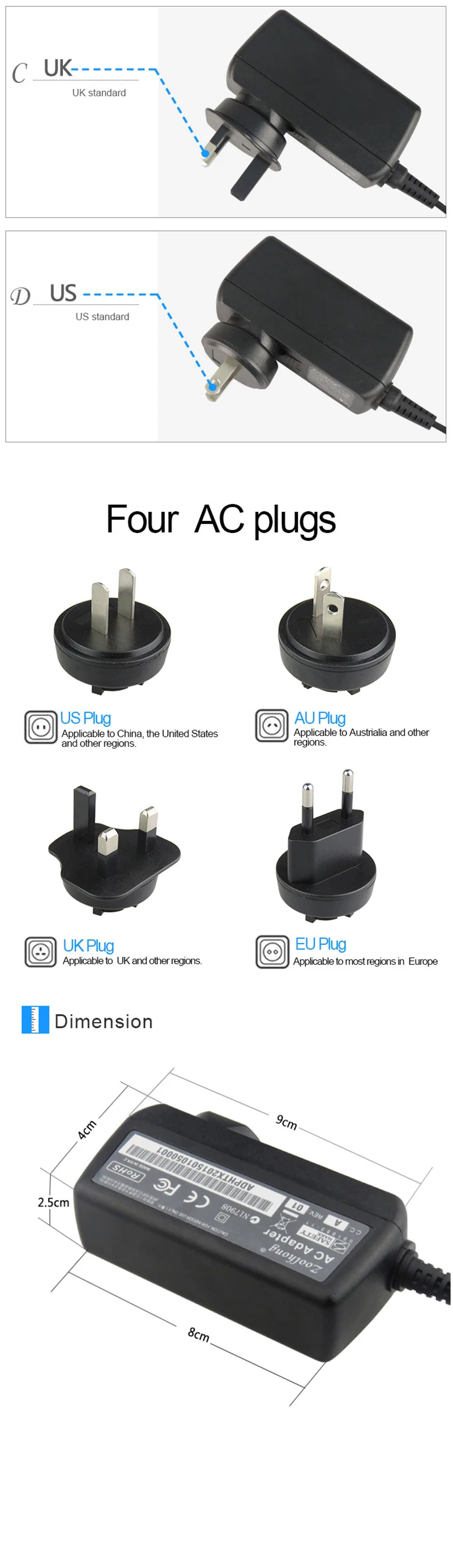 12v 1.5a Tablet Replacement Charger 18w 12 Volt Dc Adapter For Acer ...