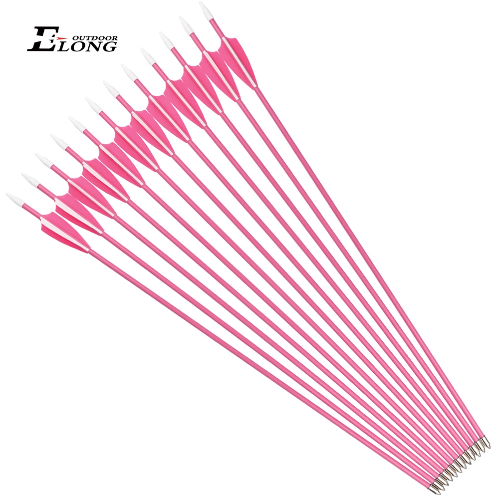 New Pink Color Archery Fiberglass Youth Arrow With Plastic Vane For ...