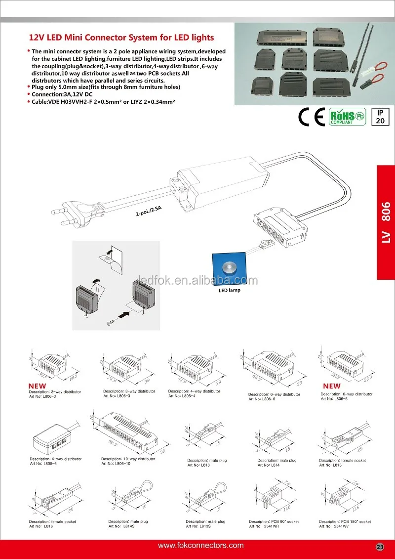 12 Volt Adapter 3a Extension Male To Female Power Cable For Led Under ...
