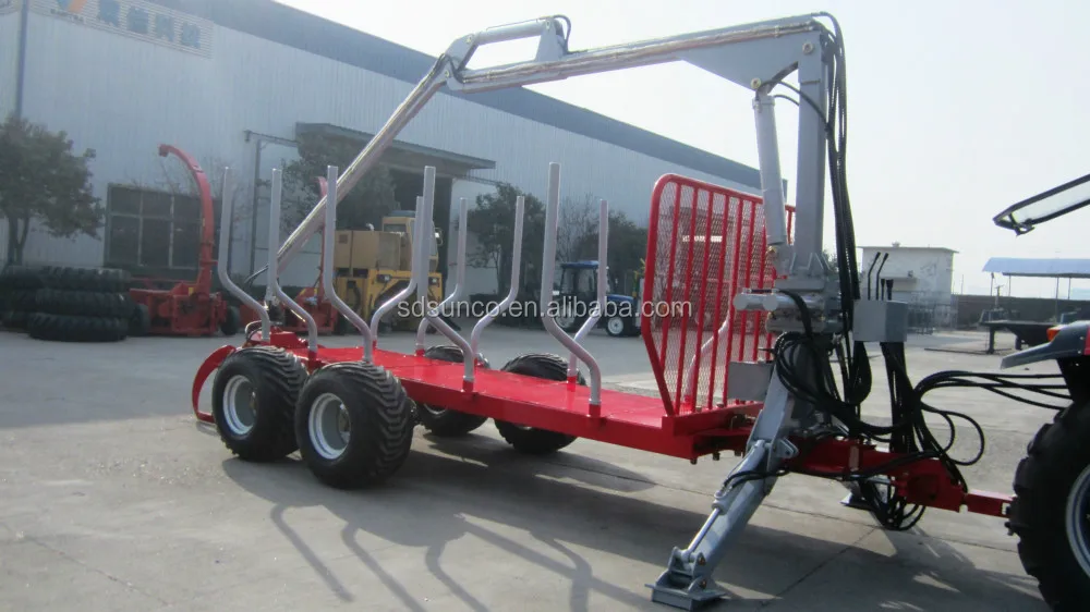 Hydraulic Timber Trailer With Telescopic Crane,Logging Trailer With ...