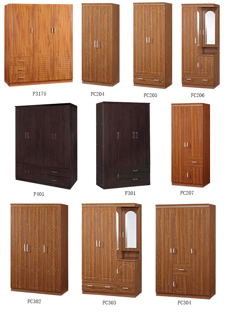 Bedroom Wood Clothes Cabinet Mdf Wardrobe Design With Mirror Fc303 ...