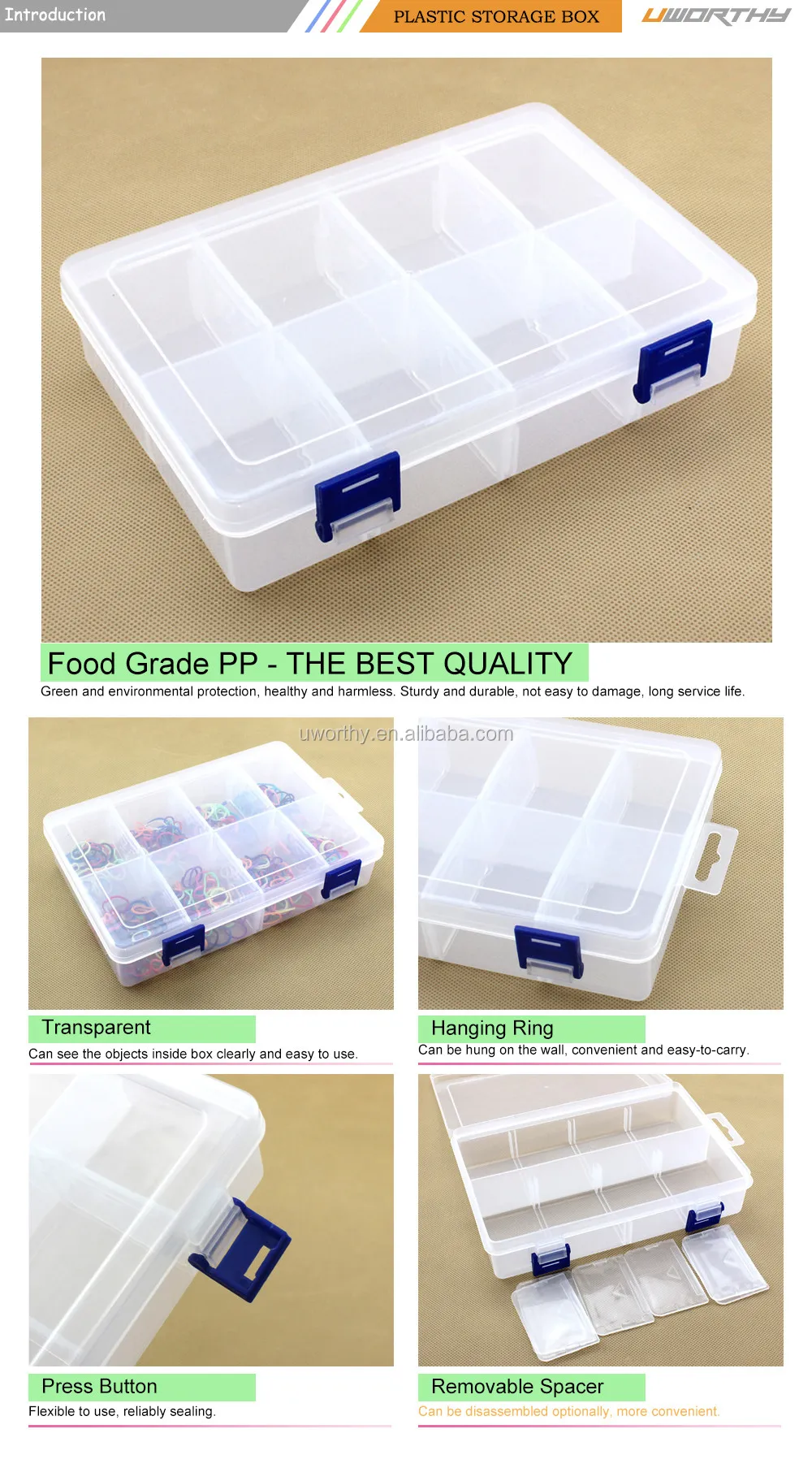 24 Detachable Adjustable Clear Plastic Divided Storage Box - Buy Clear ...