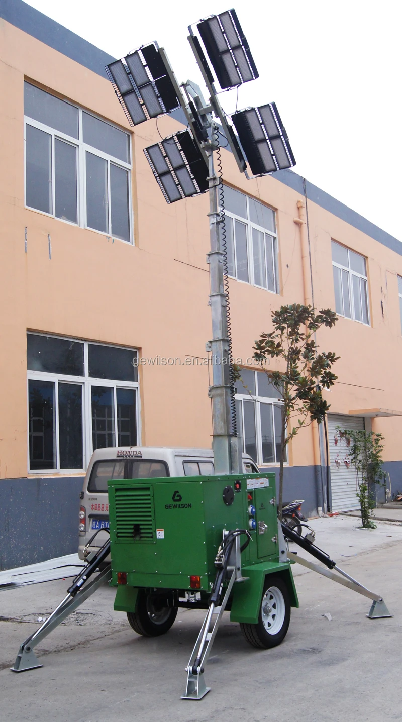 12m Hydraulic Mast Portable LED Light Tower for Construction
