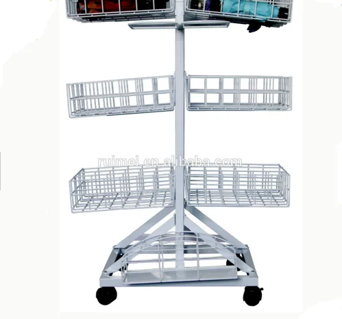Multi-function Umbrella Display Rack - 4 Sides, Metal Baskets
