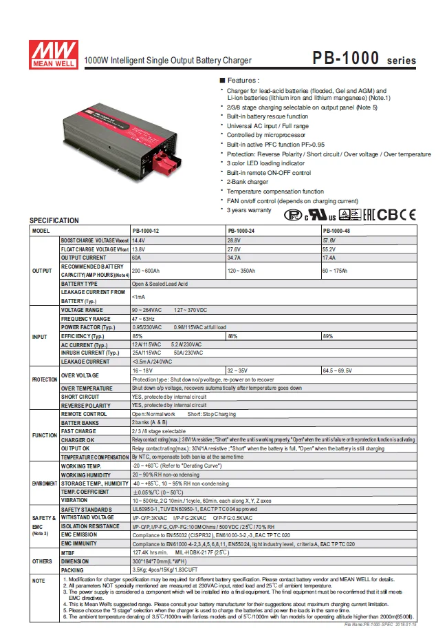 Meanwell Pb-1000-24 1000w Battery Charger - Buy 1000w Power Inverter ...