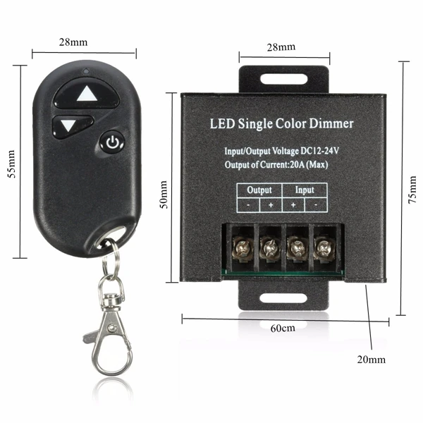 High Power LED Dimmer - 20A, 12V/240W, 24V/480W Output