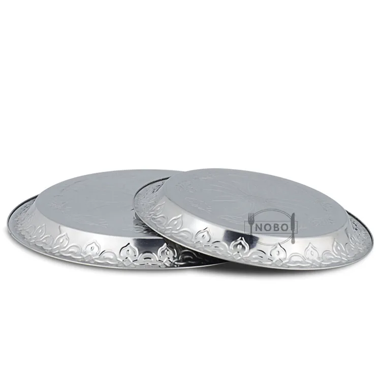 Moroccan Decor Tableware Tea Cocktail Tray Serving Silver Metal Round ...