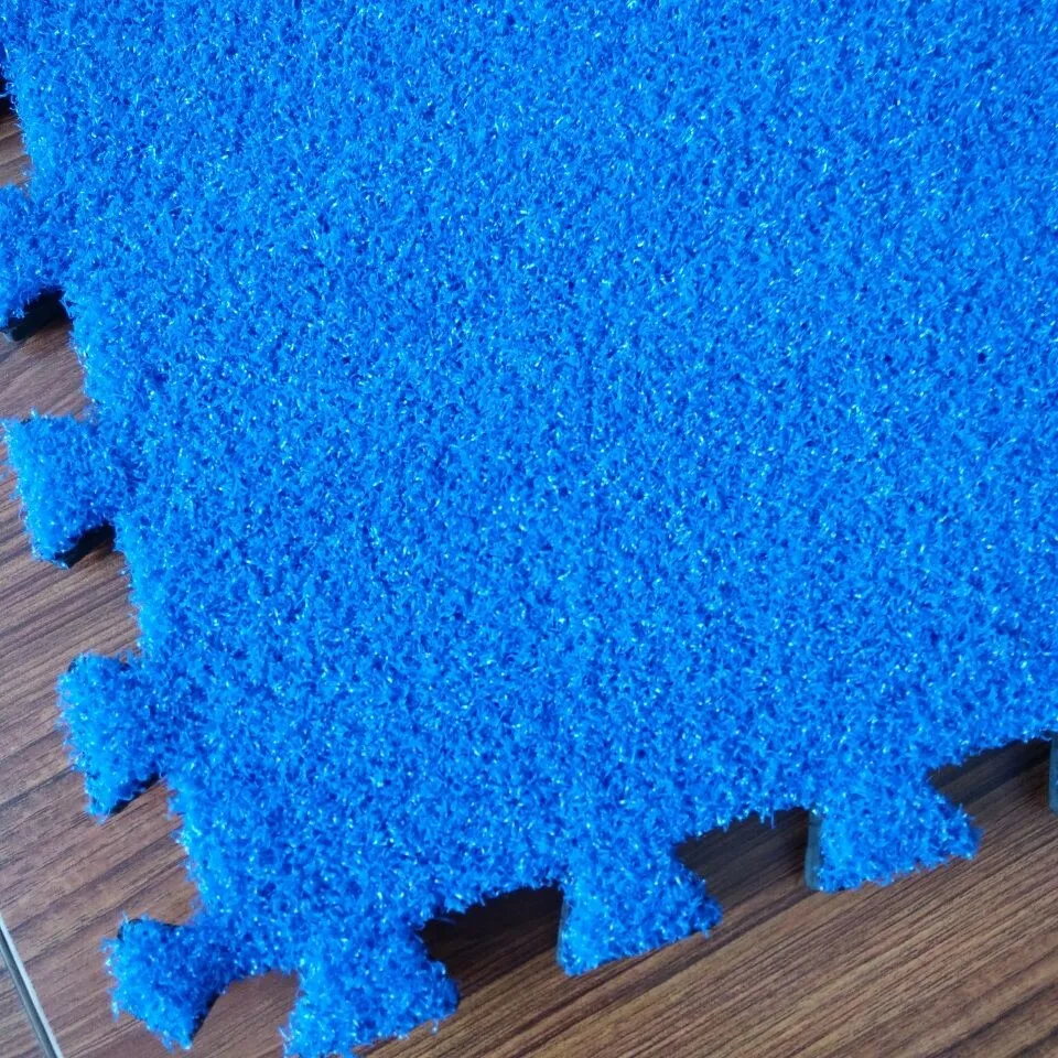 2017 Wholesale Blue Color Interlocking Artificial Grass Turf Easy To ...