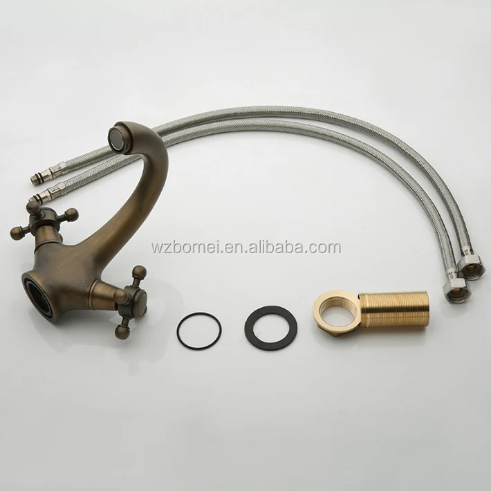 Aquadis Single Hole Dual Cross Handles Kitchen Sink Faucet Antique ...