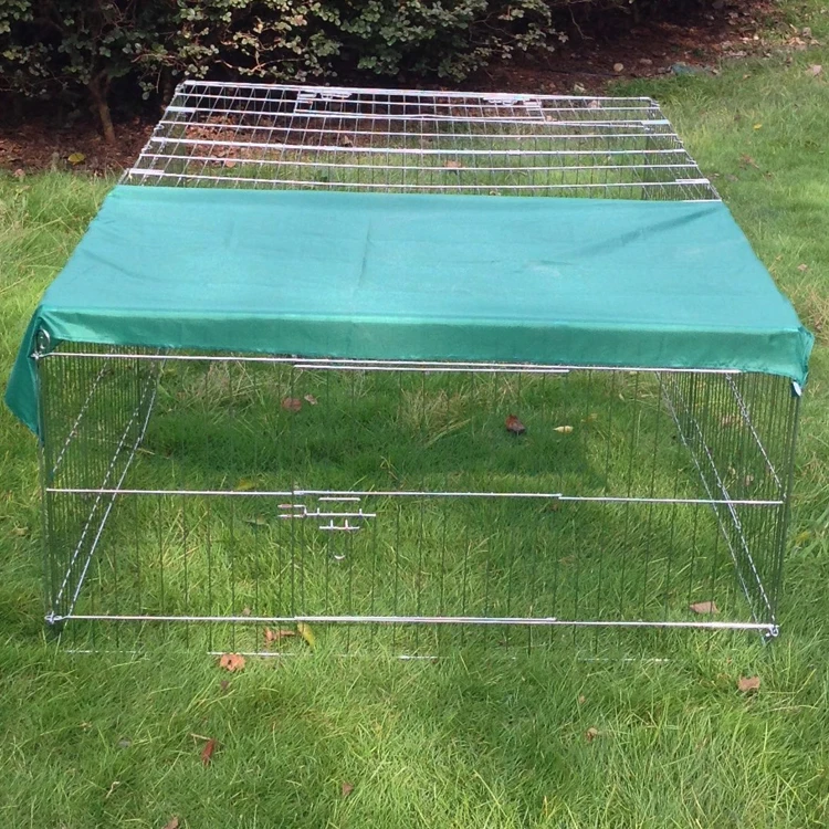 Outdoor Galvanized Metal Rabbit Hutch with Sunshade