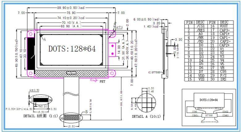 Fpc Cog 12864 128x64 Mono Stn Graphic Display Lcd Module - Buy Lcd Module,Fpc Cog Lcd Module ...