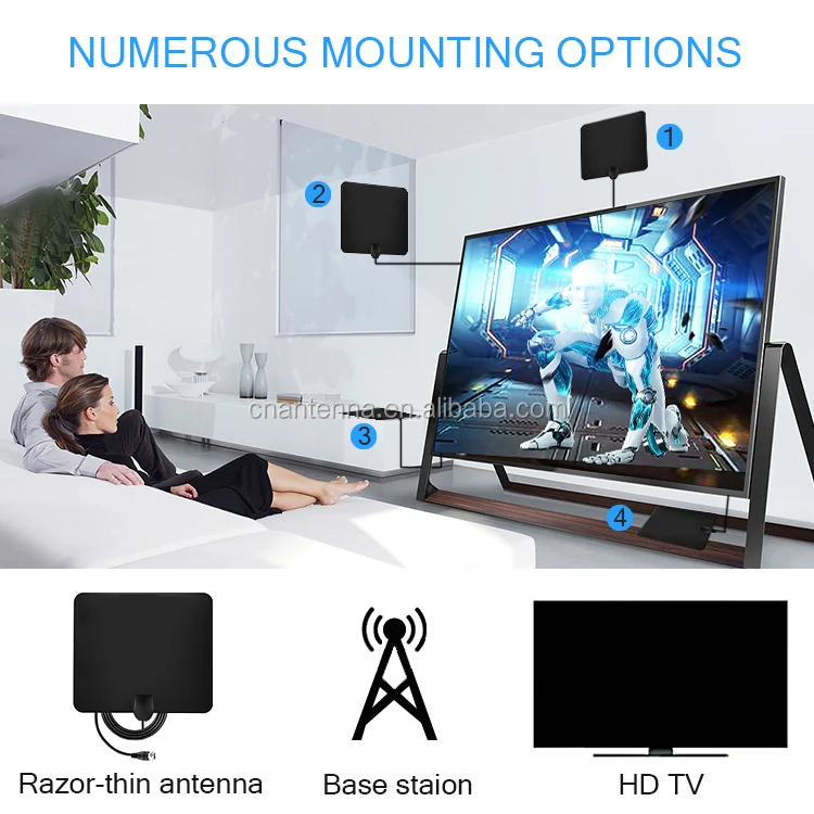 Long Range 4k Indoor Tv Dtv Antenna Uhf/vhf Amplified Hd Digital Tv ...