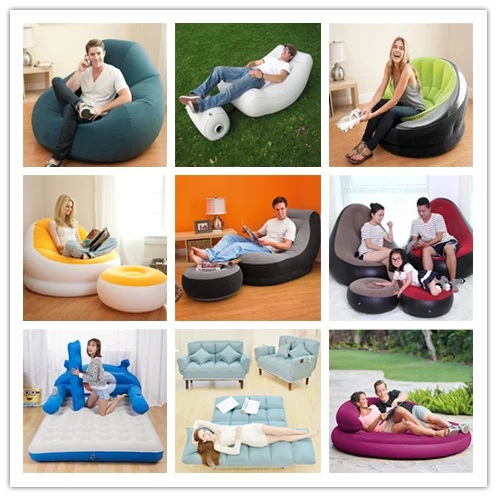 Single Flocked Pvc Inflatable Round Sofa,Inflatable Chair Sofa For Sale ...