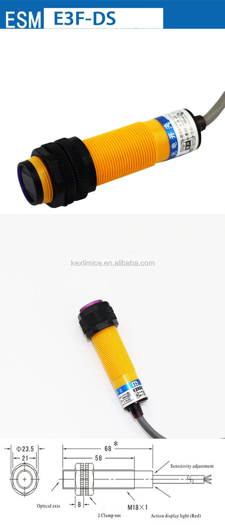 E3f-ds10p2 Pnp Nc Output Diffuse Reflective Photoelectric Sensor,Abs Plastic Electric Switch ...