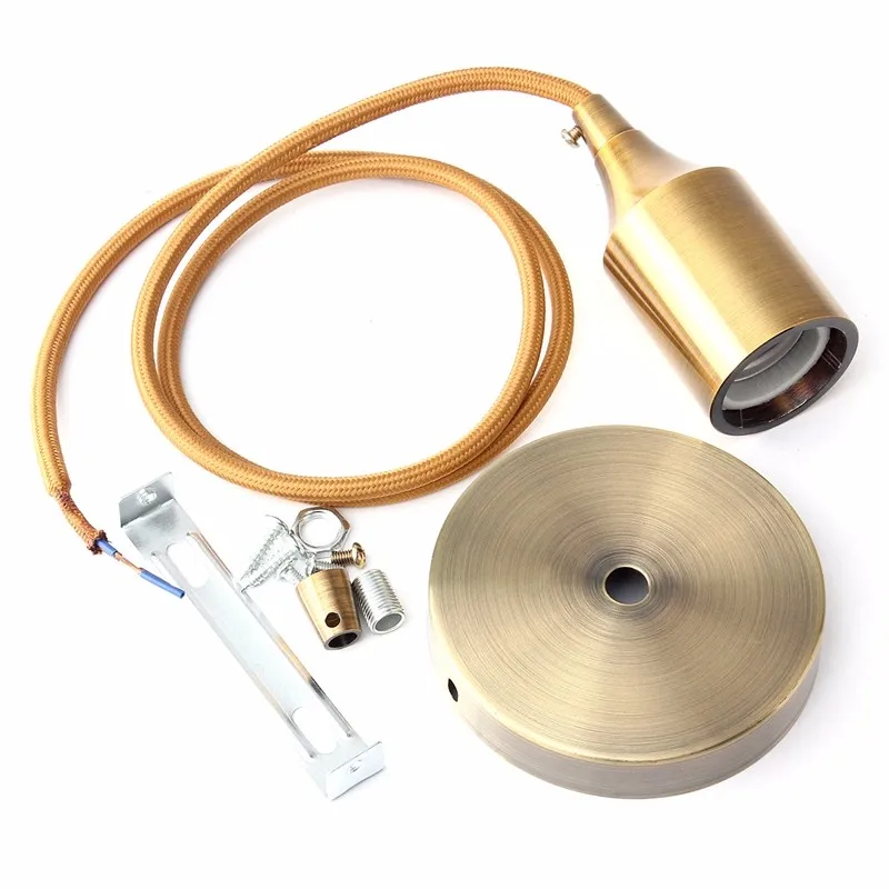 E27/e26 Ceiling Rose Braided Fabric Pendant Light Copper Holder Hanging ...