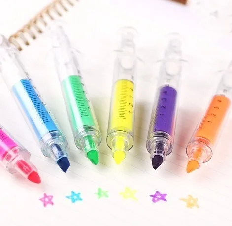 Tianyi Colored Syringe Shape Barrel Highlighter - 12 Colors