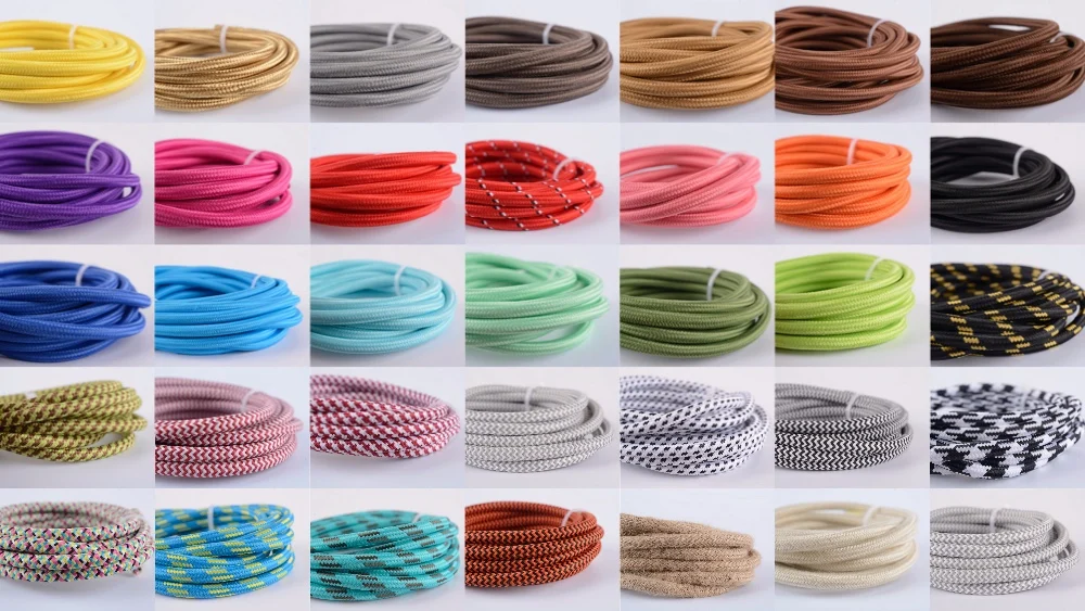 Bunte Runde Textil Kabel Dekorative Stoff Baumwolle Draht für Edison ...