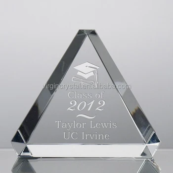 Cheap K9 Crystal Prism Paperweight In Triangle Shape For Desktop Gifts ...