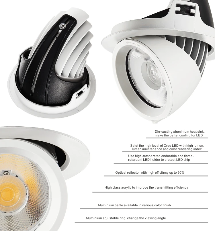 3000k 4000k 2700k 6000k Cob 4 5 Inch 20w 15w 30w Recessed Ceiling ...