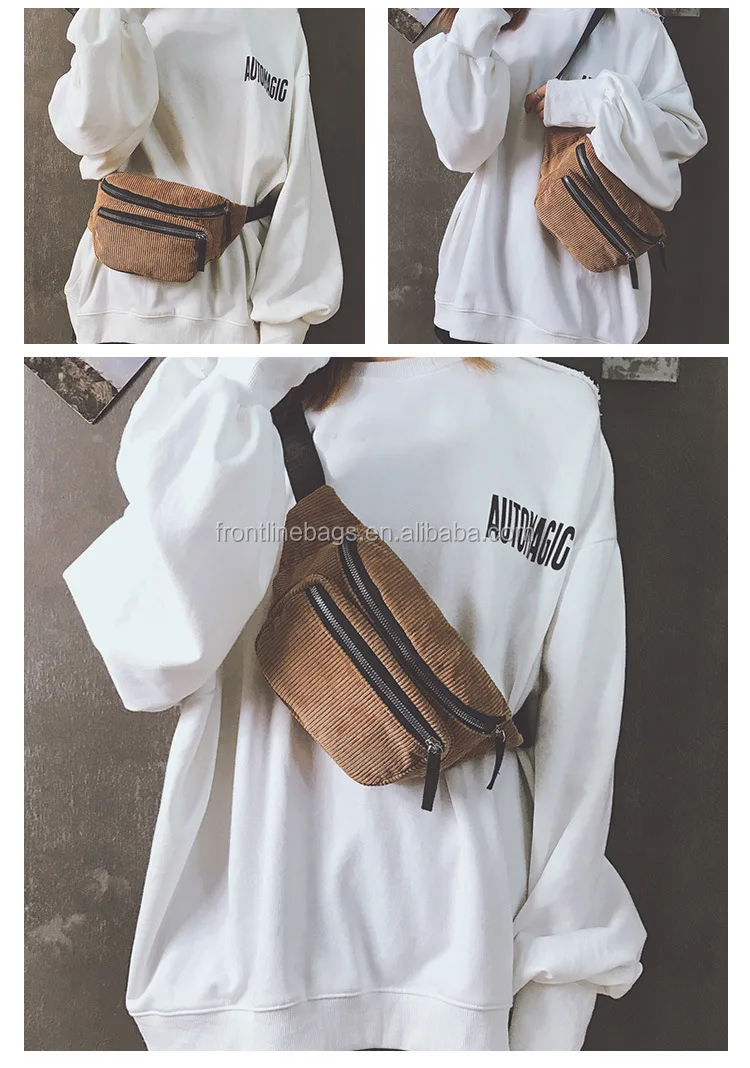 Preppy Fanny Pack - Stylish & Secure Corduroy Waist Bag