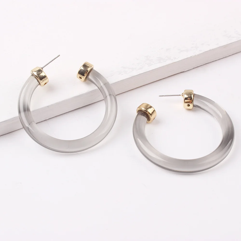 2020 New Design Acrylic Hoop Earrings with Gold Metal
