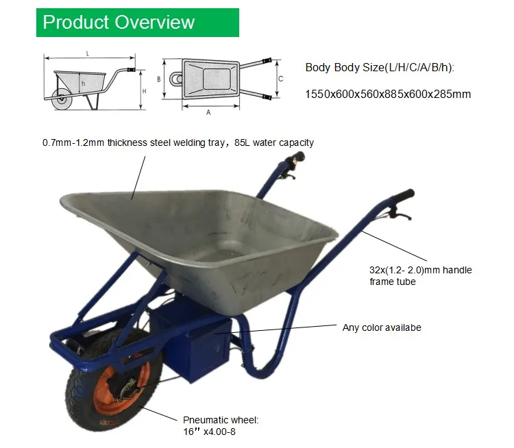 Durable Power Wheel Barrow - 90LB Load Capacity & Pneumatic Wheels