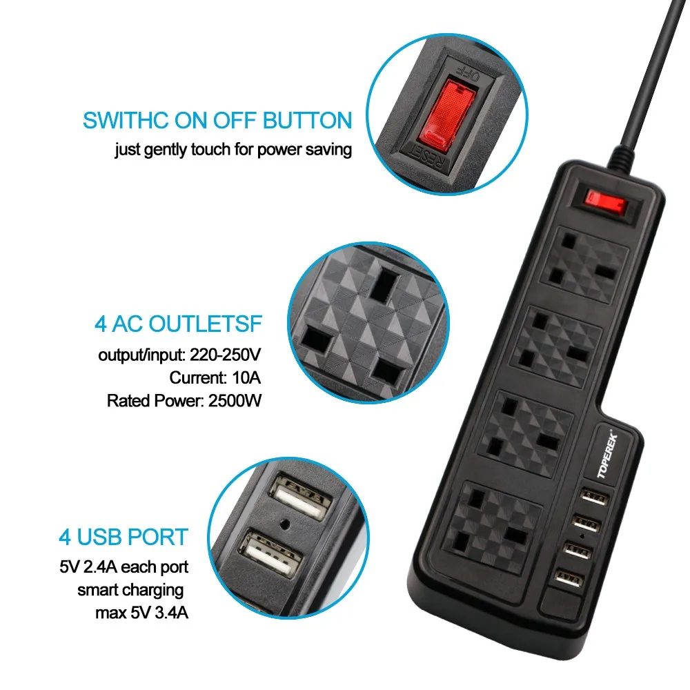 India/uk Wall Mounted Type Usb Power Strip Desktop Power Socket Outlet ...