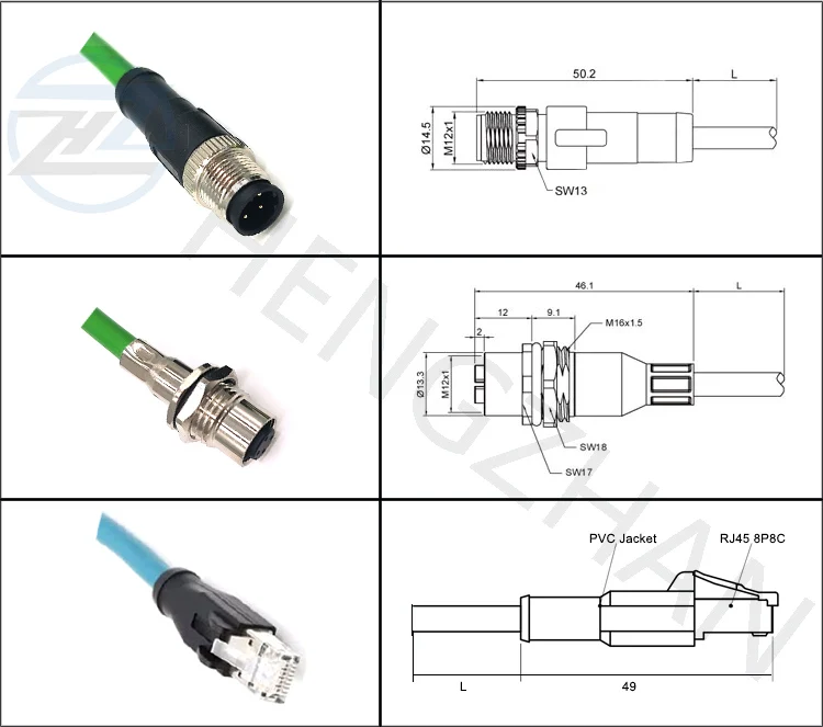 D 编码 M12 转 Rj45 Cat 5c UTP 以太网电缆| Alibaba.com