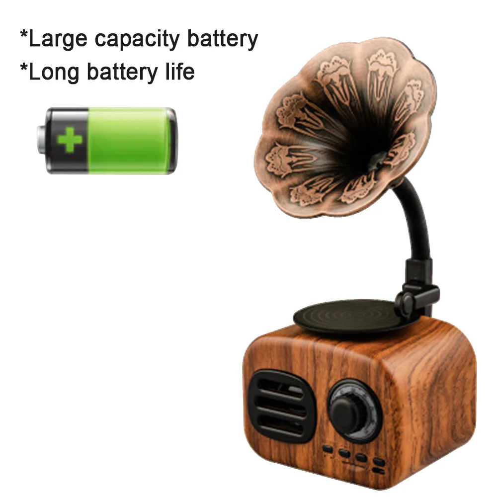 Mini Portable Music Box Outdoor Wireless Retro Phonograph Wooden ...